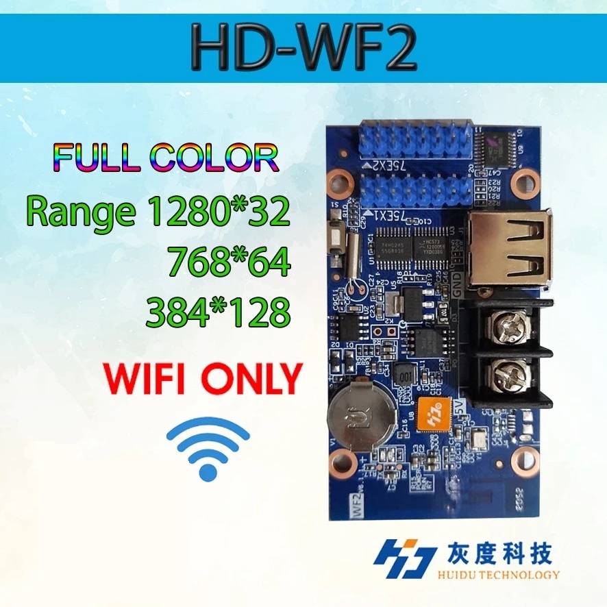 Huidu HD-WF2 Wifi RGB Full Color Running Text Panel P10 Controller ...