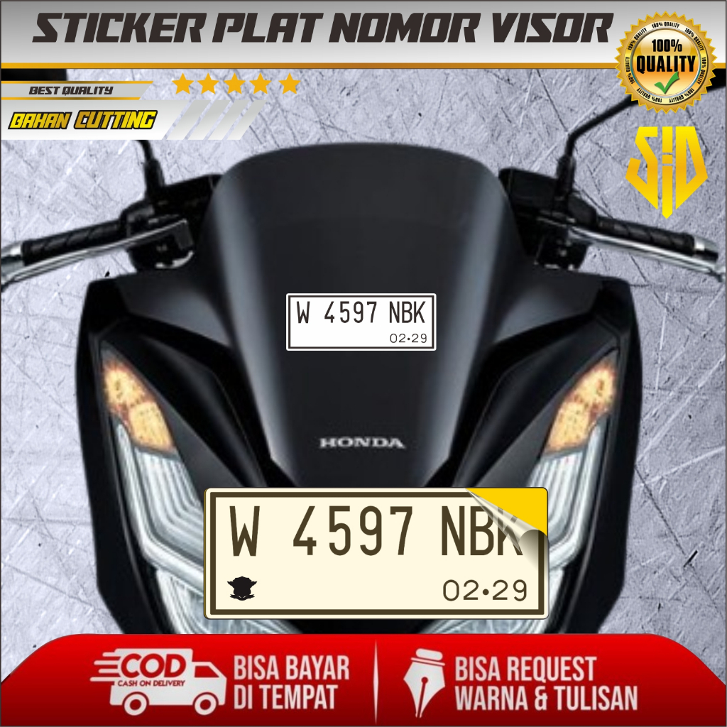 HITAM PUTIH NUMBER PLATE STICKER FOR VISOR / NUMBER PLATE STICKER FOR ...