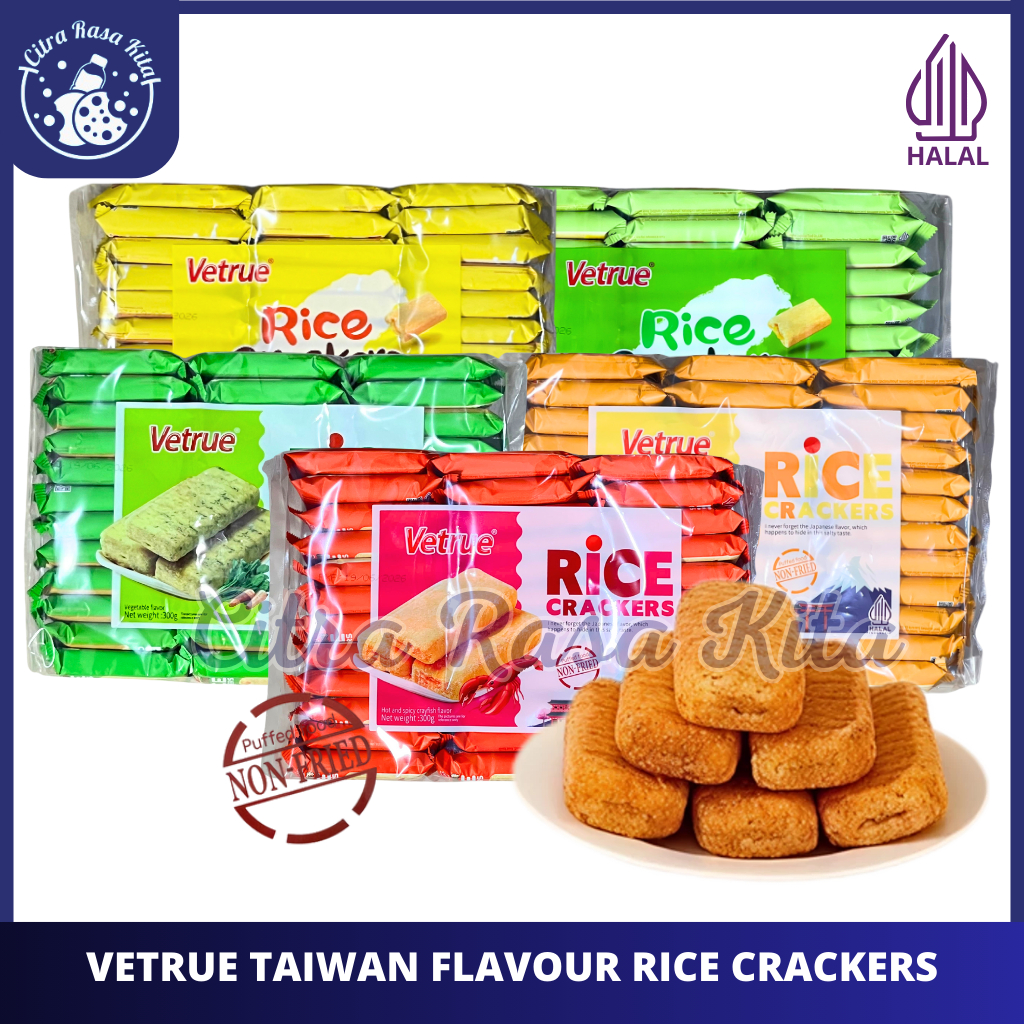 Halal Vetrue Taiwan Flavor Rice Crackers Salted Egg, Vegetable, Cheese ...