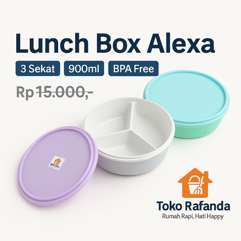 Alexa Lunch Box 3 Dividers - 900ml | BPA Free | Practical Block Dining ...
