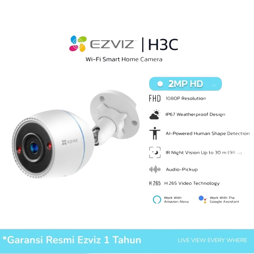 CCTV Outdoor Wifi Ezviz H3C Color 2MP Color Night Vision AI Human ...