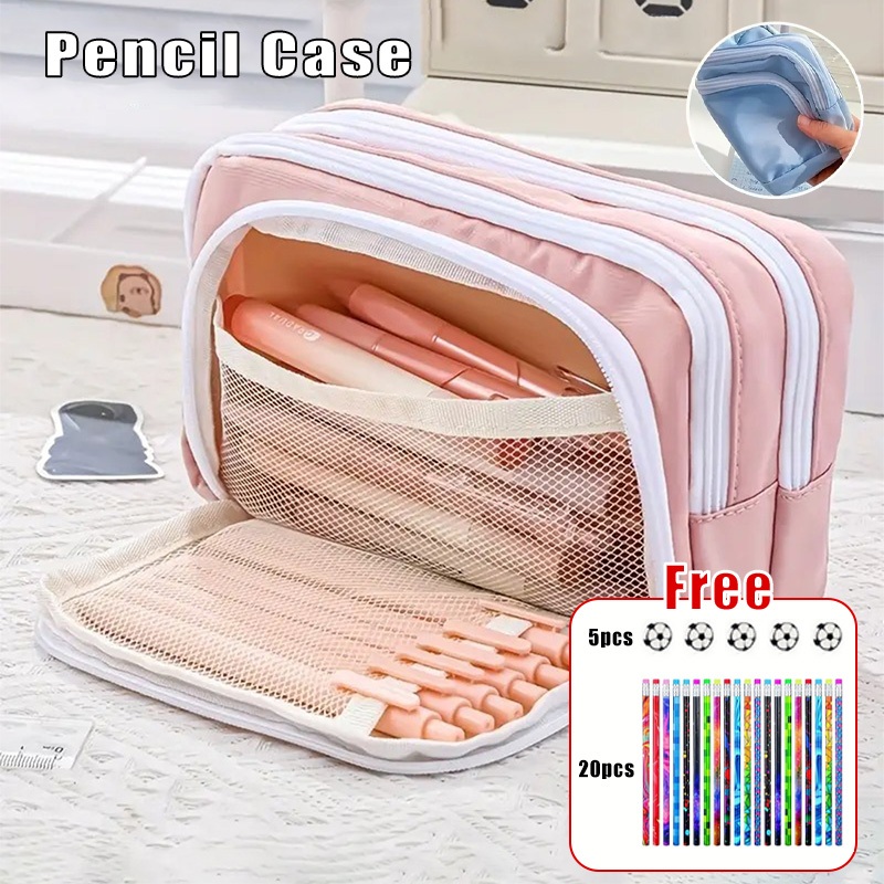 1pc Large Capacity Pencil Bag Pouch Holder Box with 20pcs Pencil and ...