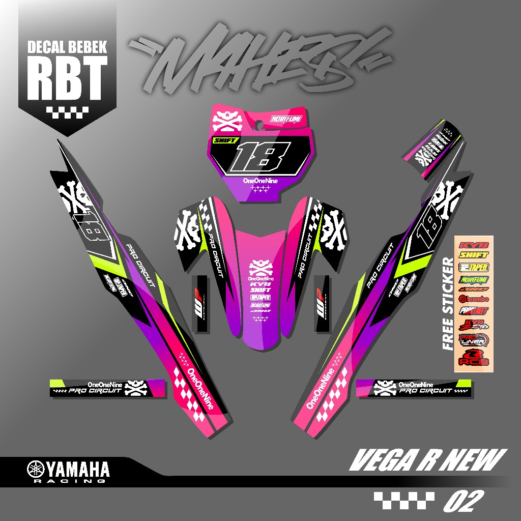 DECAL Sticker RBT VEGA R NEW Sticker Duck Striping Variations Modified ...