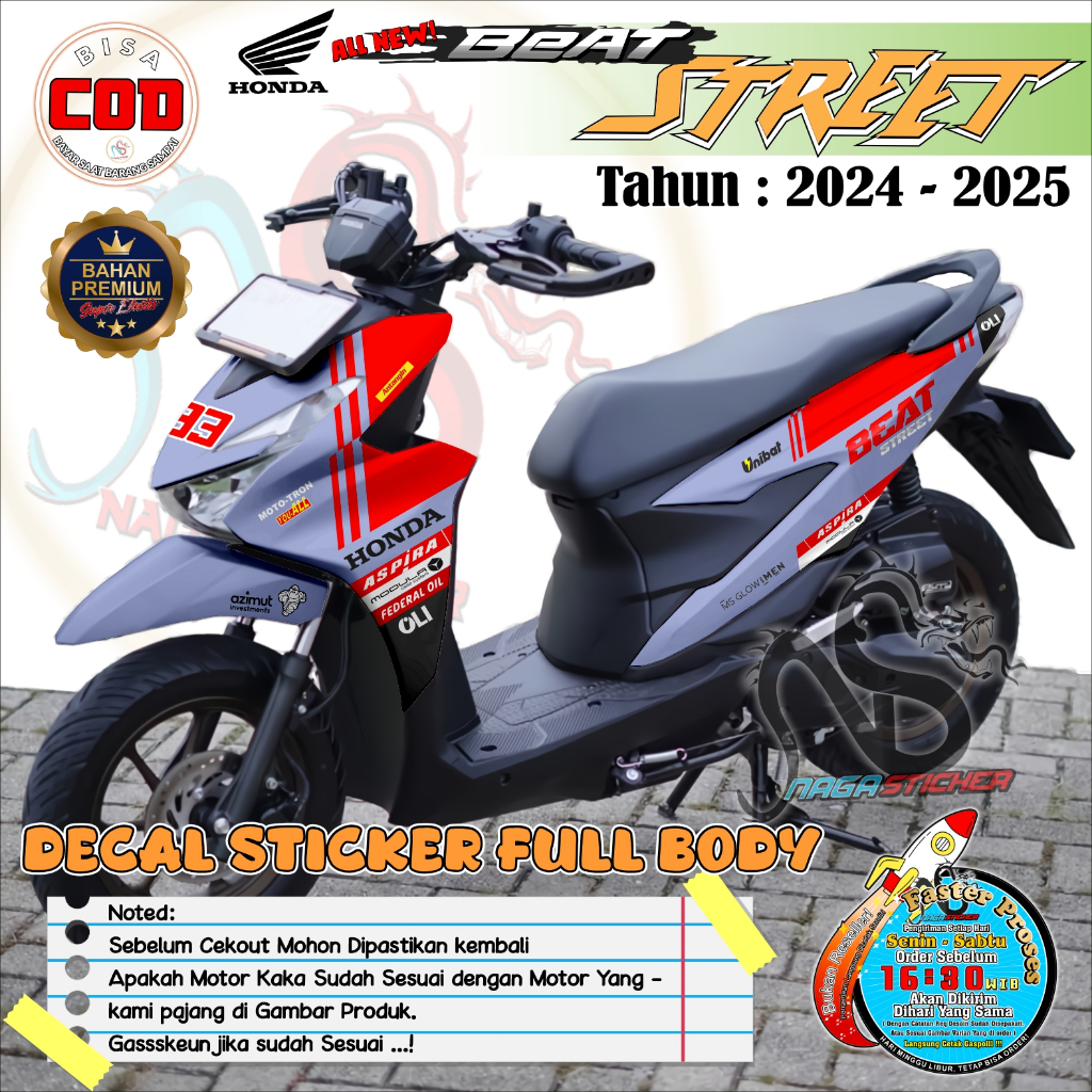 HONDA Beat Street 2024 Full Body Decal Sticker RACING Motif CA10520 ...