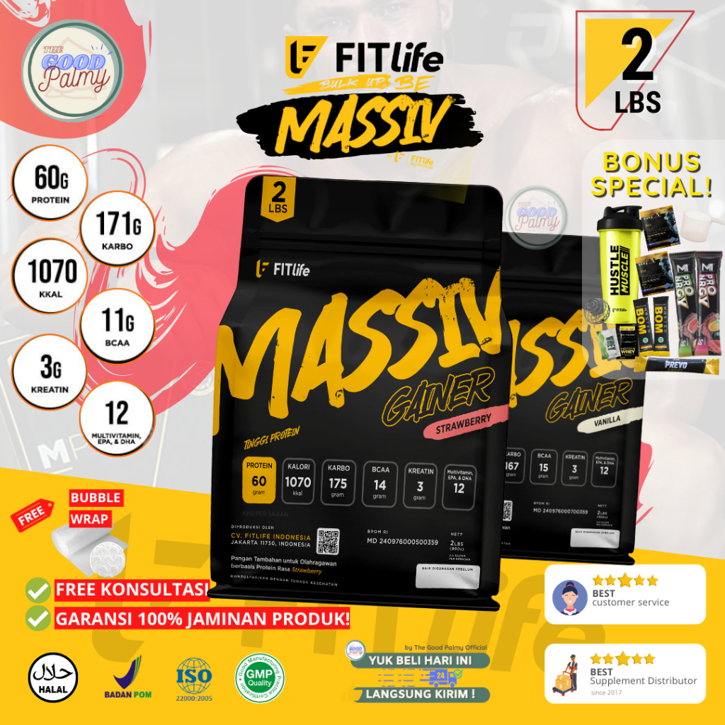FITLife MASSIV Gainer 2 Lbs 900 Gram 2lbs Mass Gainer MPRO Gainer ...
