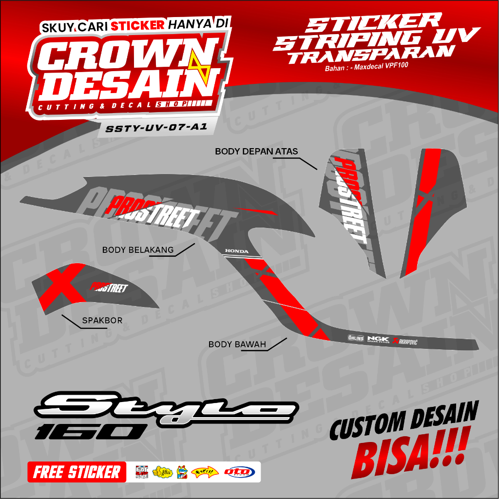 STRIPING STICKER HONDA STYLO 160 NEW DESIGN RACING STRIPING STICKERS ...