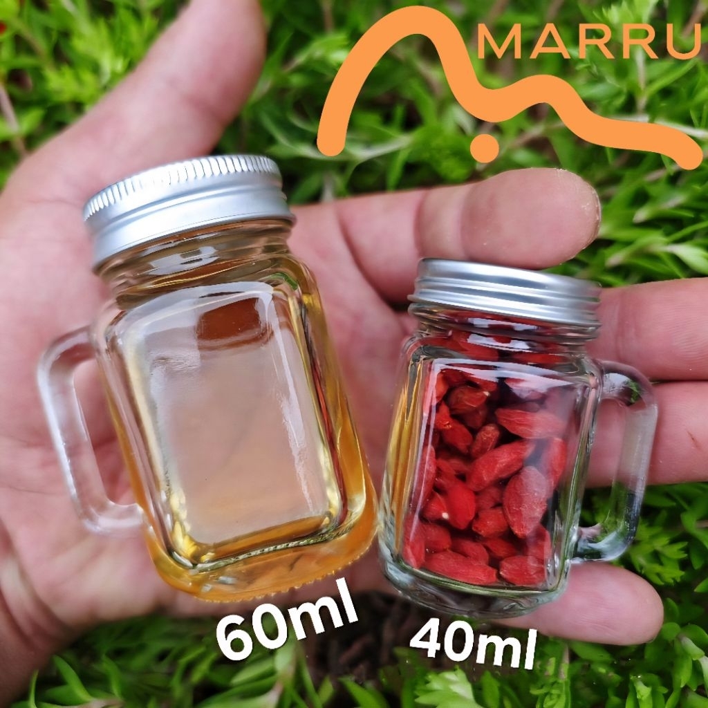 MARRU 40ml 60ml 120ml Mini Mason Glass Jar With Handle Shot Espresso ...