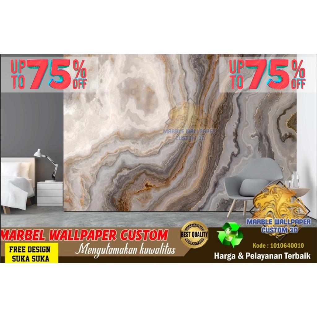 Custom 3D Marble Theme Wallpaper | Marble Dining Room Wallpaper ...