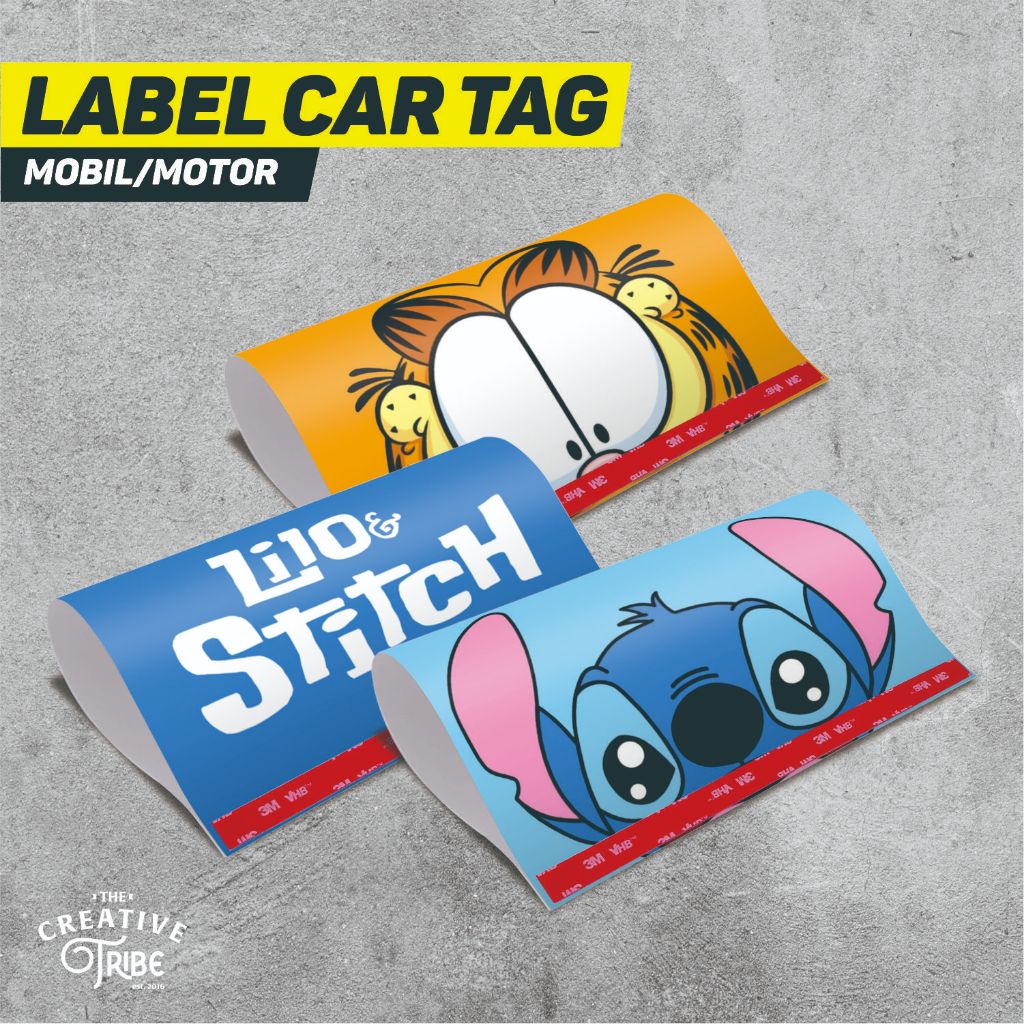 Cartoon Car Tag Label - Stitch Garfield Trunk Door Cover Variations ...