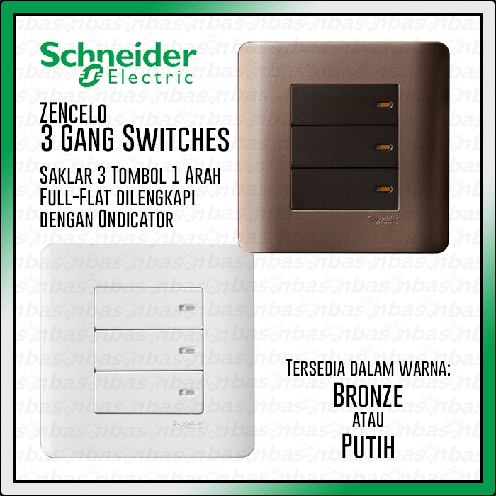 TOMBOL SCHNEIDER ZENcelo 3 Gang 1 Way - 3 Button 1 Way Switch - Full ...