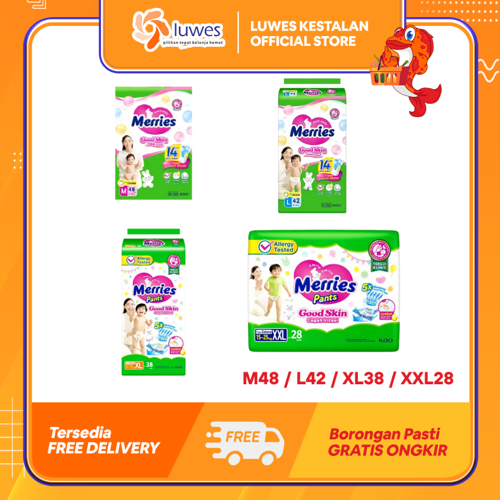 Merries Pants Good Skin Diaper Pants M48 / L42 / XL38 / XXL28 Soft on ...