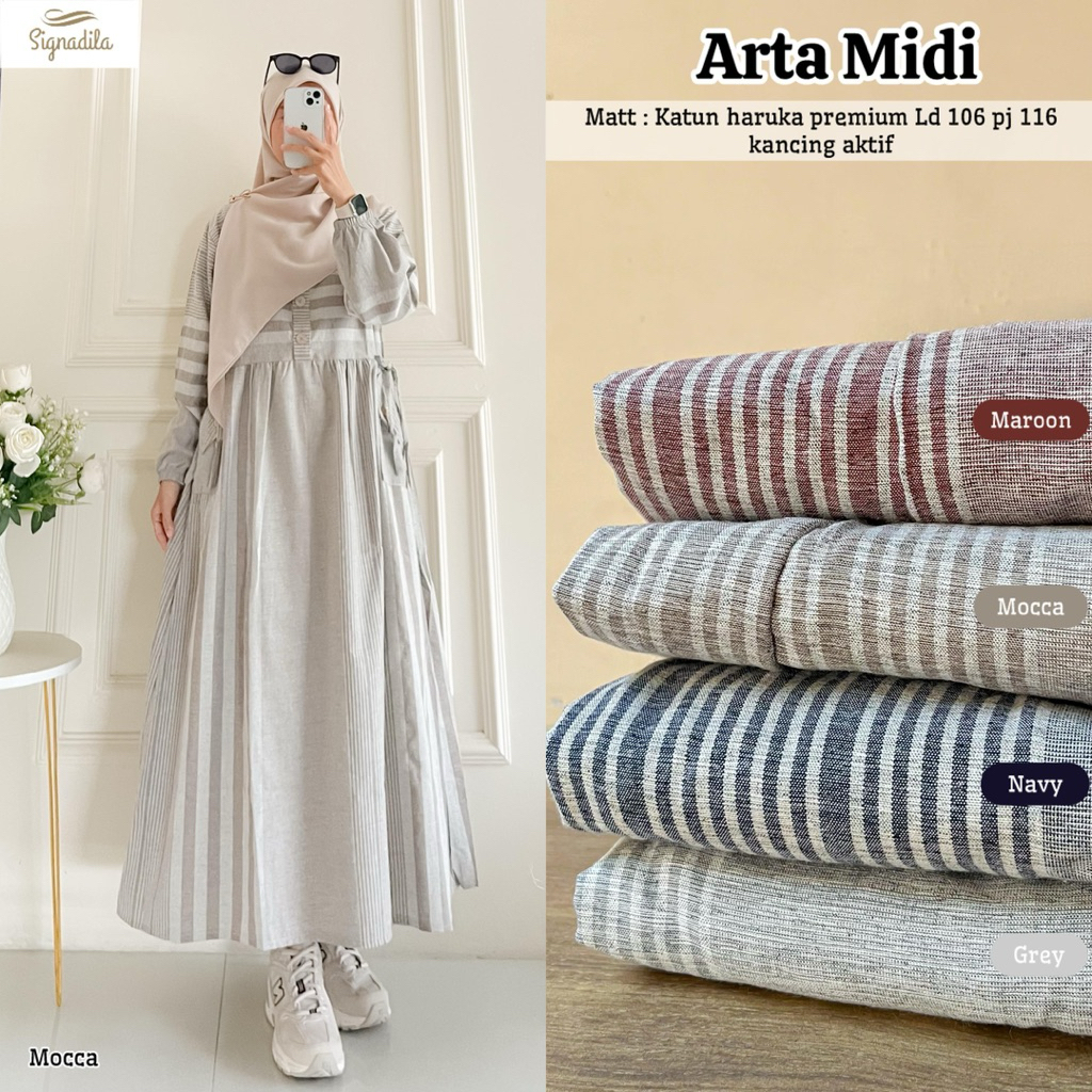 KATUN NO CANCEL• Arta Midi by Signadila• Front Button Cotton Midi ...