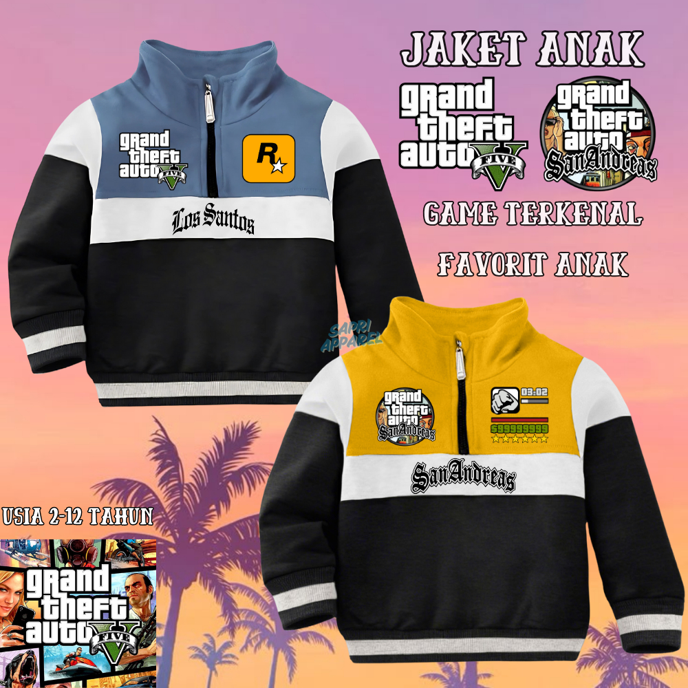 Lotto JACKET (HALFZIP) GTA 5 GTA SAN ANDREAS CHILDREN BOYS GIRLS LOTTO ...