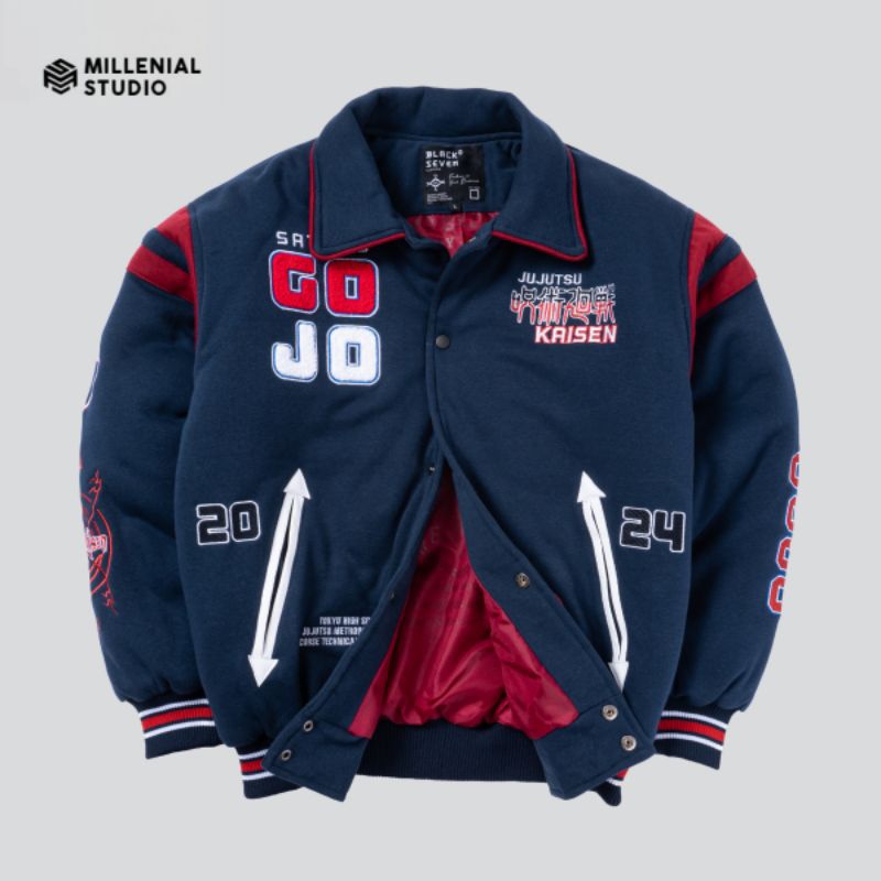 Full COTTON | Varsity JACKET GOJO SATORU JUJUTSU KAISEN NAVY | Original ...