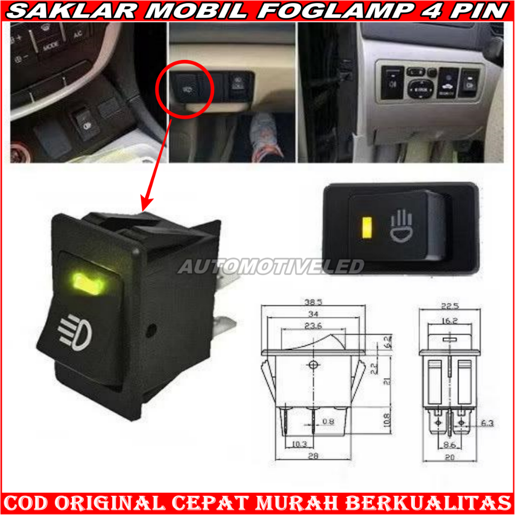 ORIGINAL CAR LIGHT SWITCH 4 PIN ON OFF 35 A UNIVERSAL FOGLAMP SWITCH ...