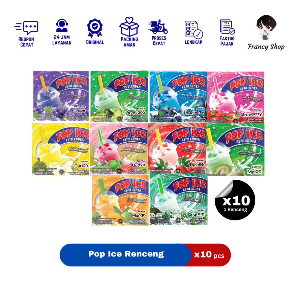 Pop ICE Renceng Package Grapes / Guava Guava / Strawberry / Soursop ...