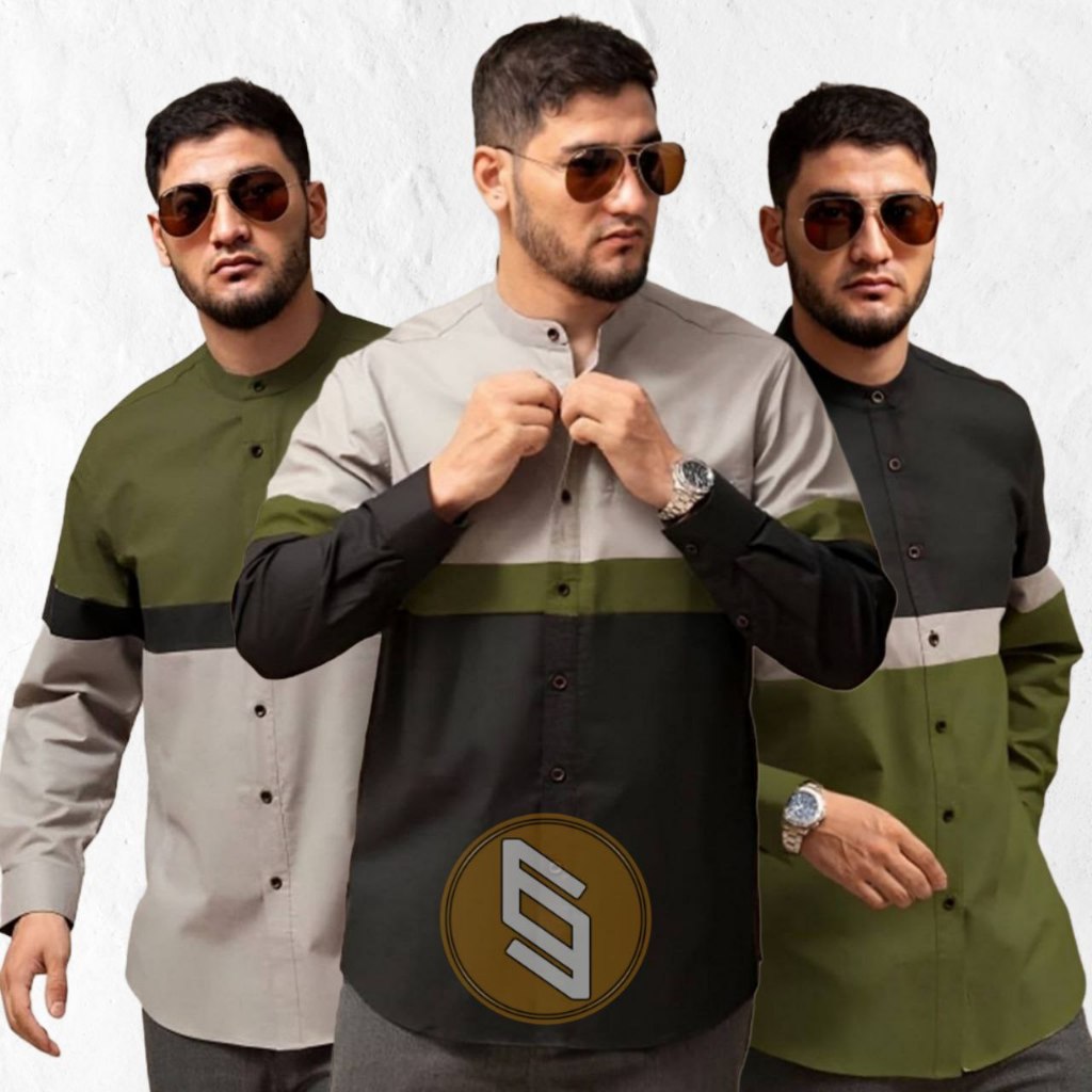Men's Koko Shirt Long Sleeve Combination Motif - Latest Muslim Men's ...