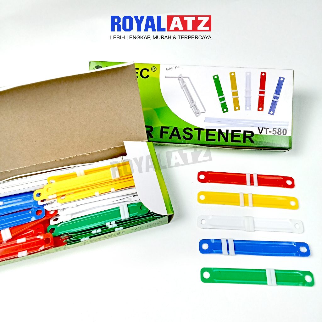 PUTIH V-tec Paper Fastener / Acco VT-580 Set of 50 Pcs (Colorful/White ...