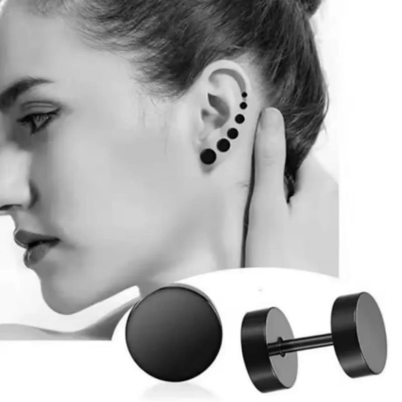 BLACK TITANIUM WHEEL BARBEL EAR PIERCING / EAR EARRINGS / EAR PIERCING ...
