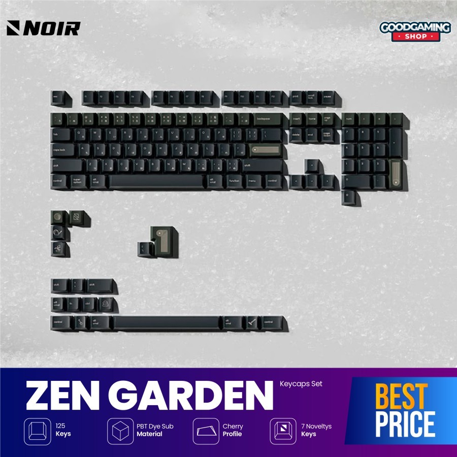 Noir Zen Garden Keycaps - PBT Dyesub Cherry Profile 125 keys ANSI, ISO ...