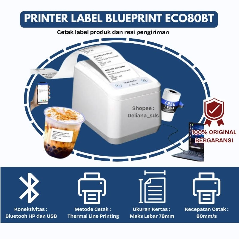 Eco80BT Blueprint Label Printer 1 Year Official Guarantee Eco 80BT ...