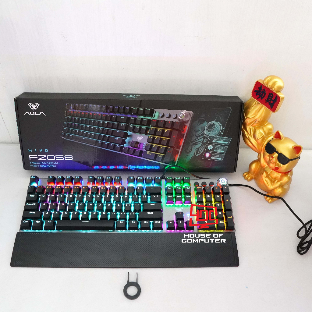 Mechanical GAMING KEYBOARD AULA F2058 SUB-BLACK RGB WITH MAGNETIC WRIST ...