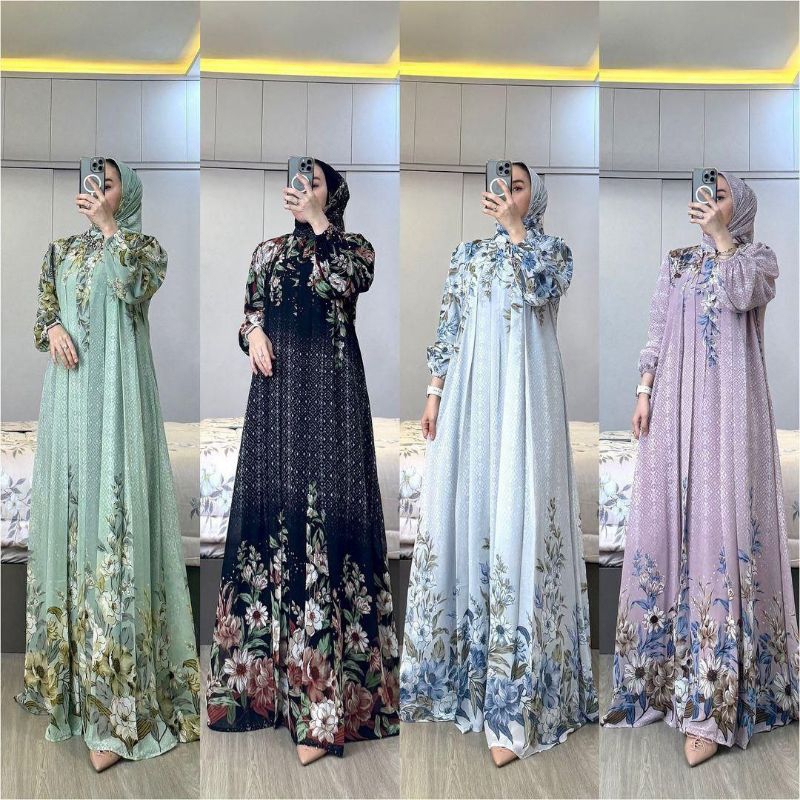 Premium Diamond Rayon Hijab Gamis Set Busui Friendly Sleeves Latest ...