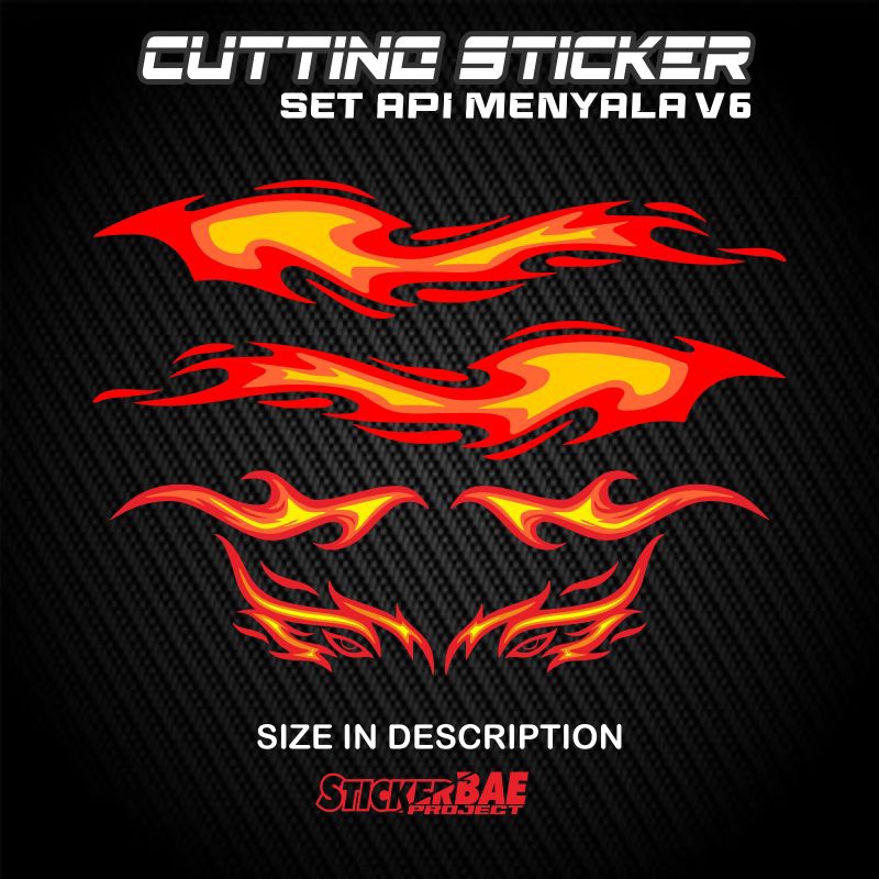 Flame sticker, one set of motorcycle cutting stickers, pack of 6 ...