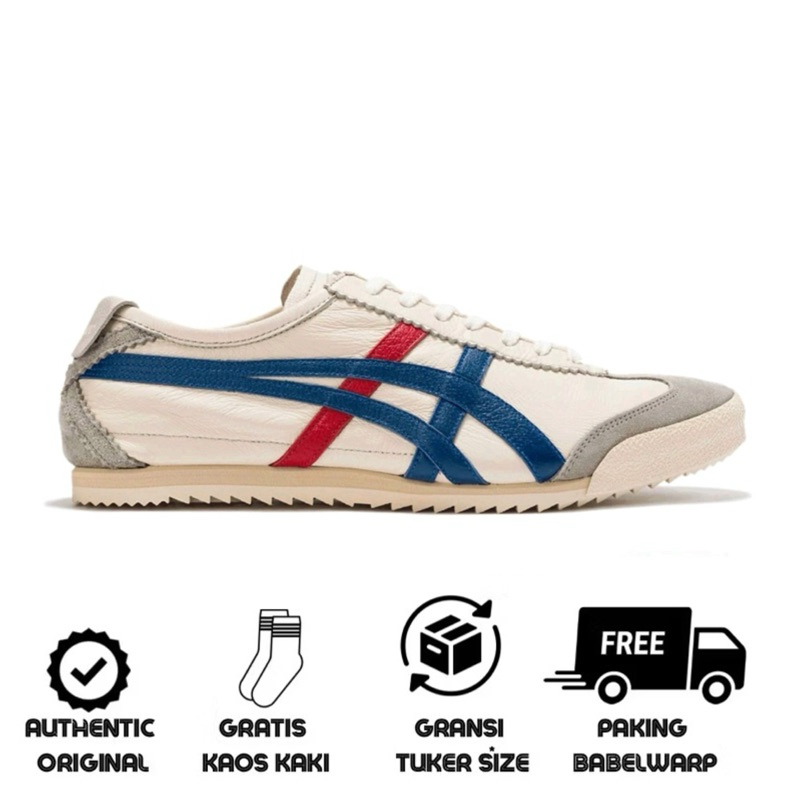 Onitsuka tiger mexico 66 ORIGINAL DELUXE NIPPON MADE cream blue red // free paperbag & socks ...