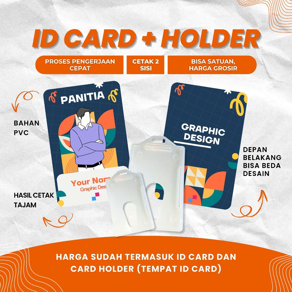 MINIMAL Custom 2-sided ID card printing +/ ID card Frame, Free design ...
