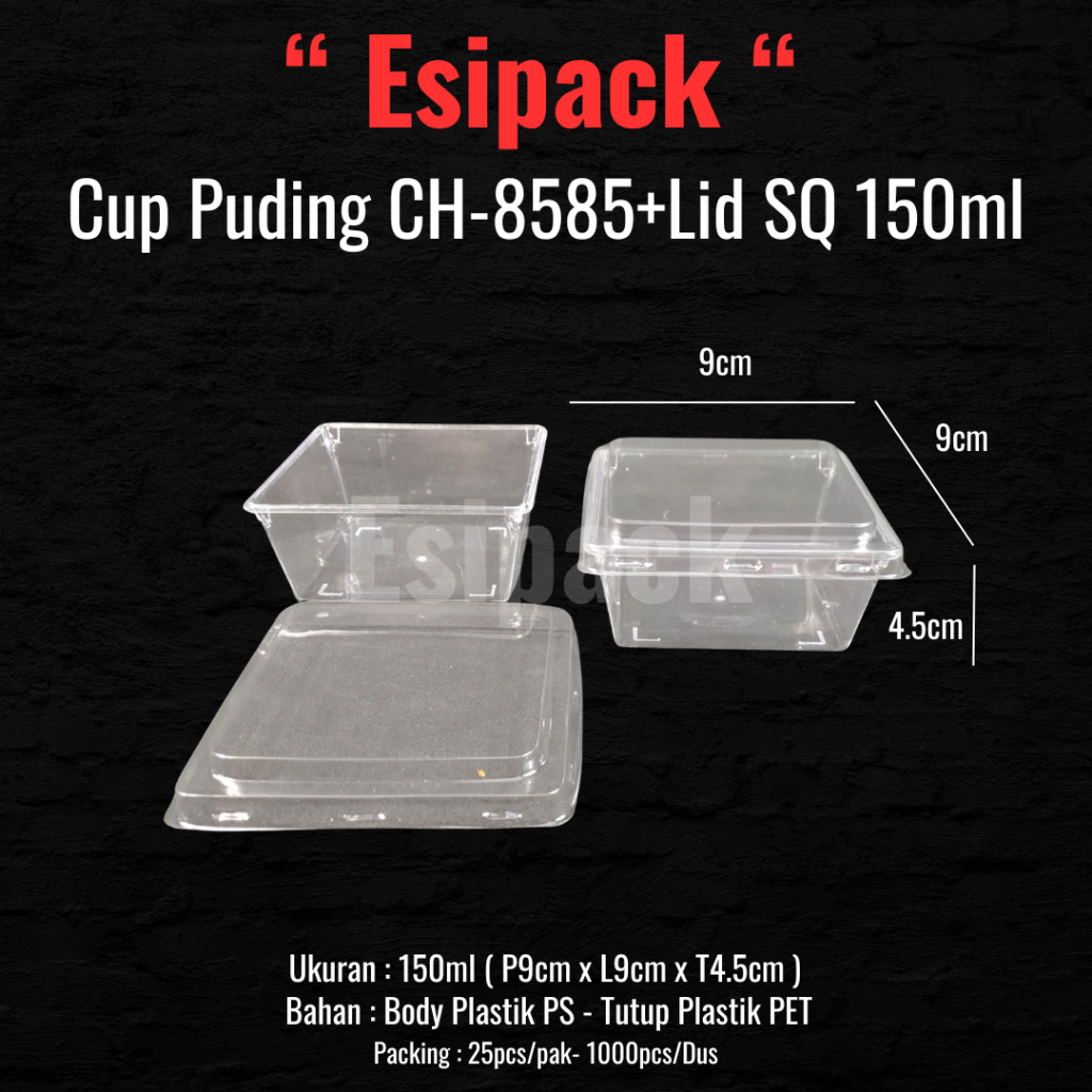 Pudding Cup CH-8585 + Lid SQ 150ml, Jelly Desert Cup (25pcs) | Shopee ...