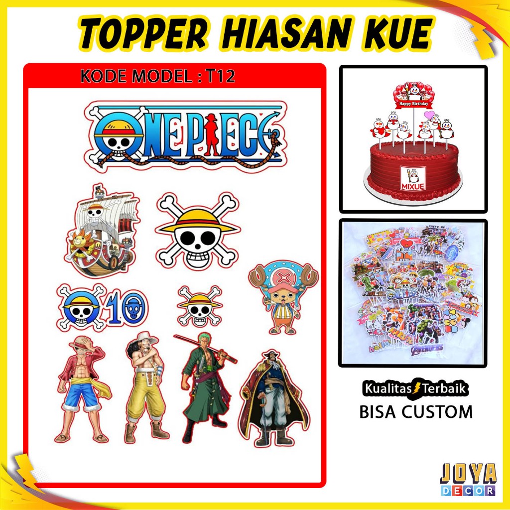 ONE PIECE CHARACTER CAKE TOPPER, ONE PIECE CAKE TOPPER, HAPPY BIRTHDAY ...