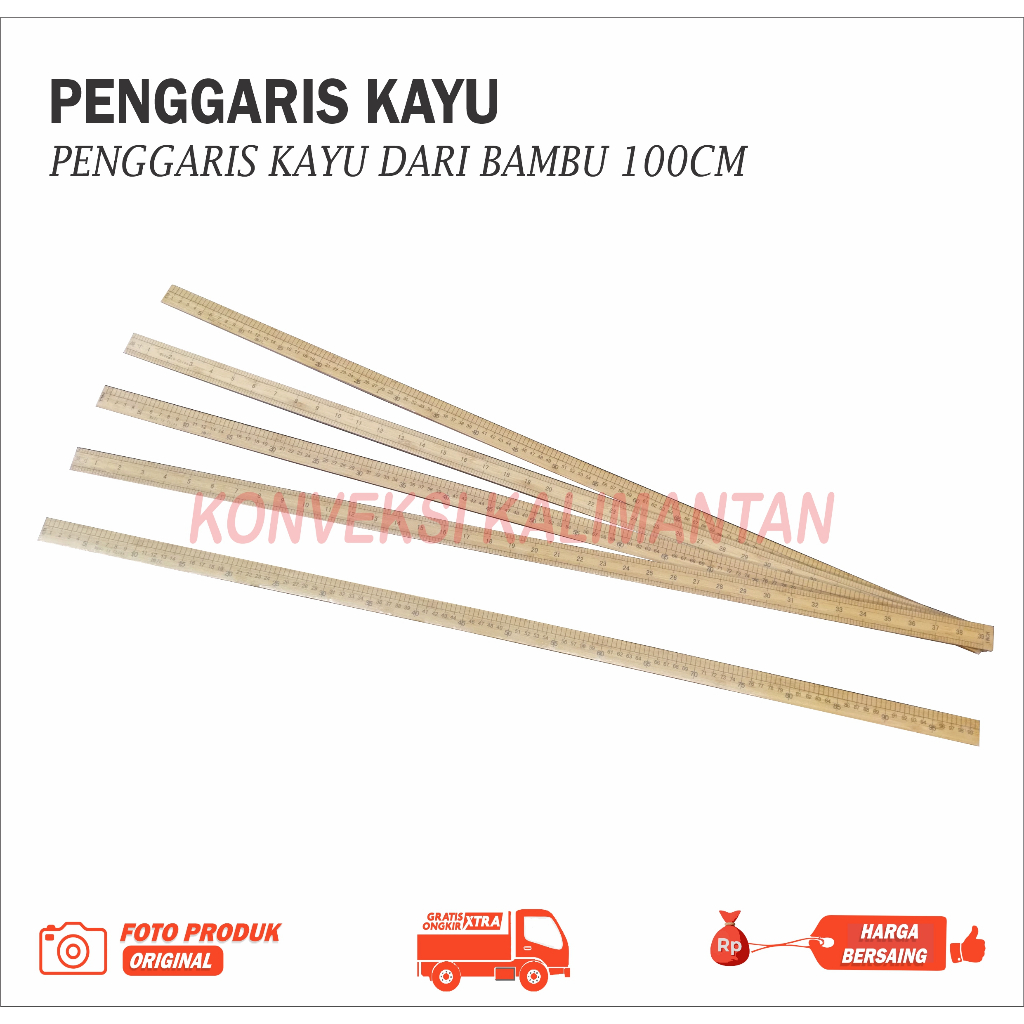 KAYU [ 1 PCS ] WOODEN RULER 100CM / WOODEN MISTAR FROM BAMBOO 1M (100CM ...