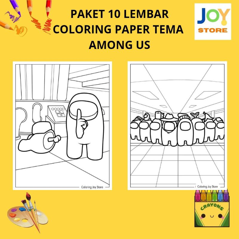 PACKAGE OF 10 Sheets of Among Us Impostor Theme Coloring Drawing Paper ...