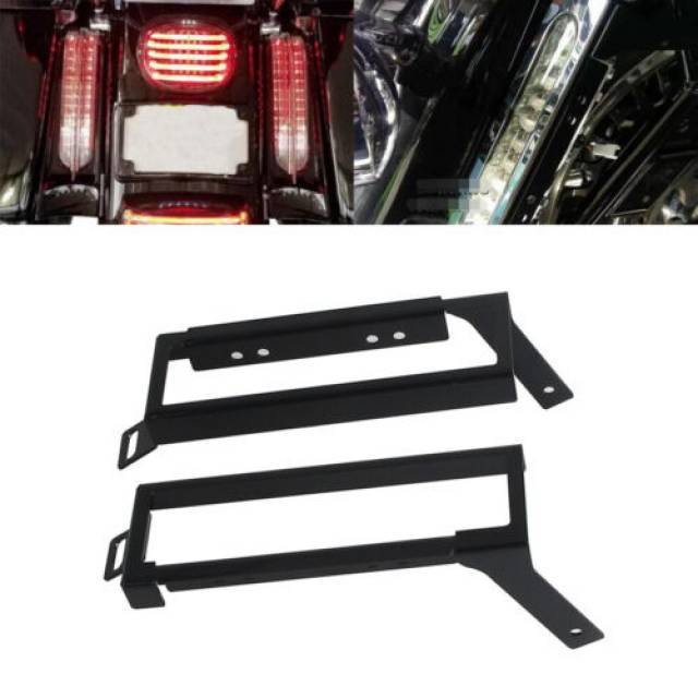 Black Rear Fender LED Filler Panel Bracket Kit Harley Touring Electra ...