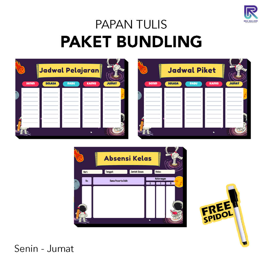 RHA GALLERY Whiteboard Bundling Picket Schedule Solar System Theme ...