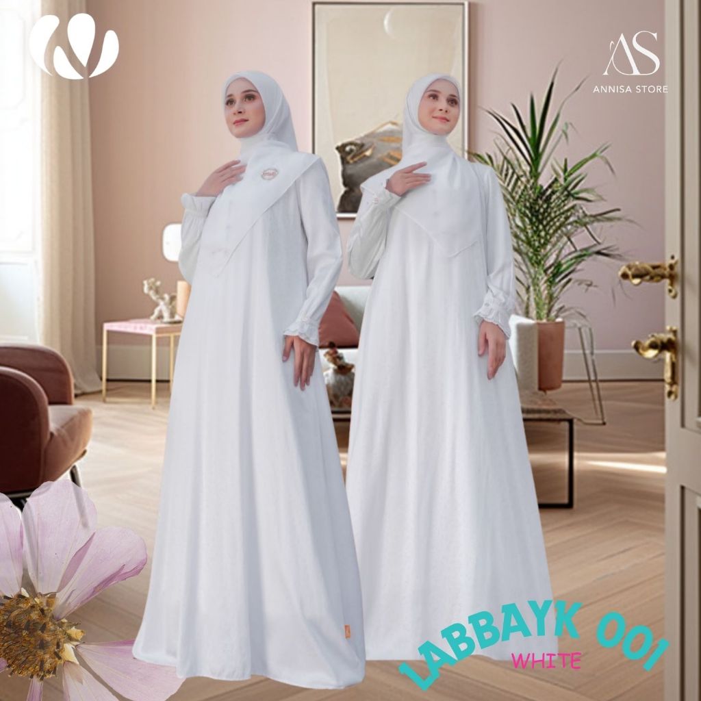 WOMEN'S UMROH HAJJ GAMIS BAJU NIBRAS LABBAYK 001 WHITE / WOMEN'S GAMIS ...