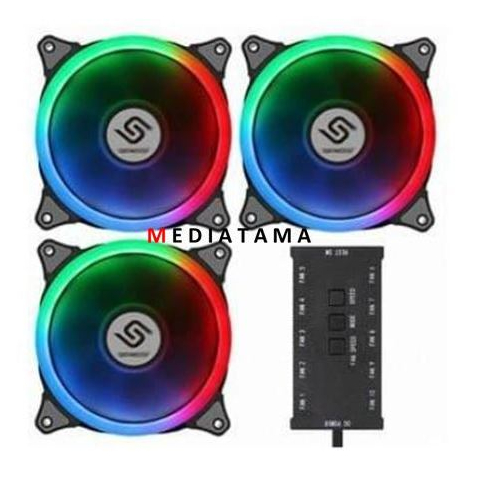 FAN INFINITY HALO Control Kit RGB DOUBLE RING SET 3 FAN + HUB + REMOTE ...