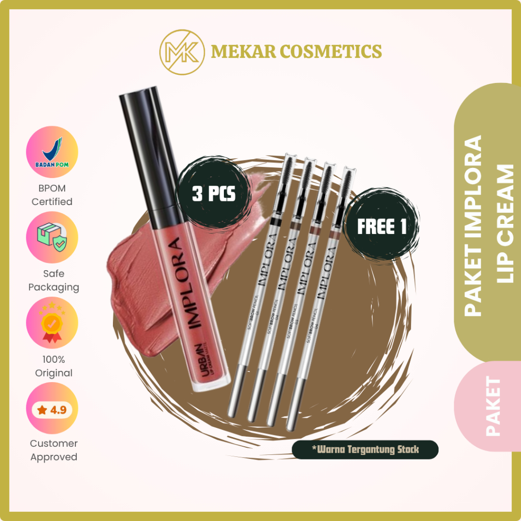 Implora Urban Lip Cream PACKAGE (3pcs) FREE Implora Softbrow (1pcs ...