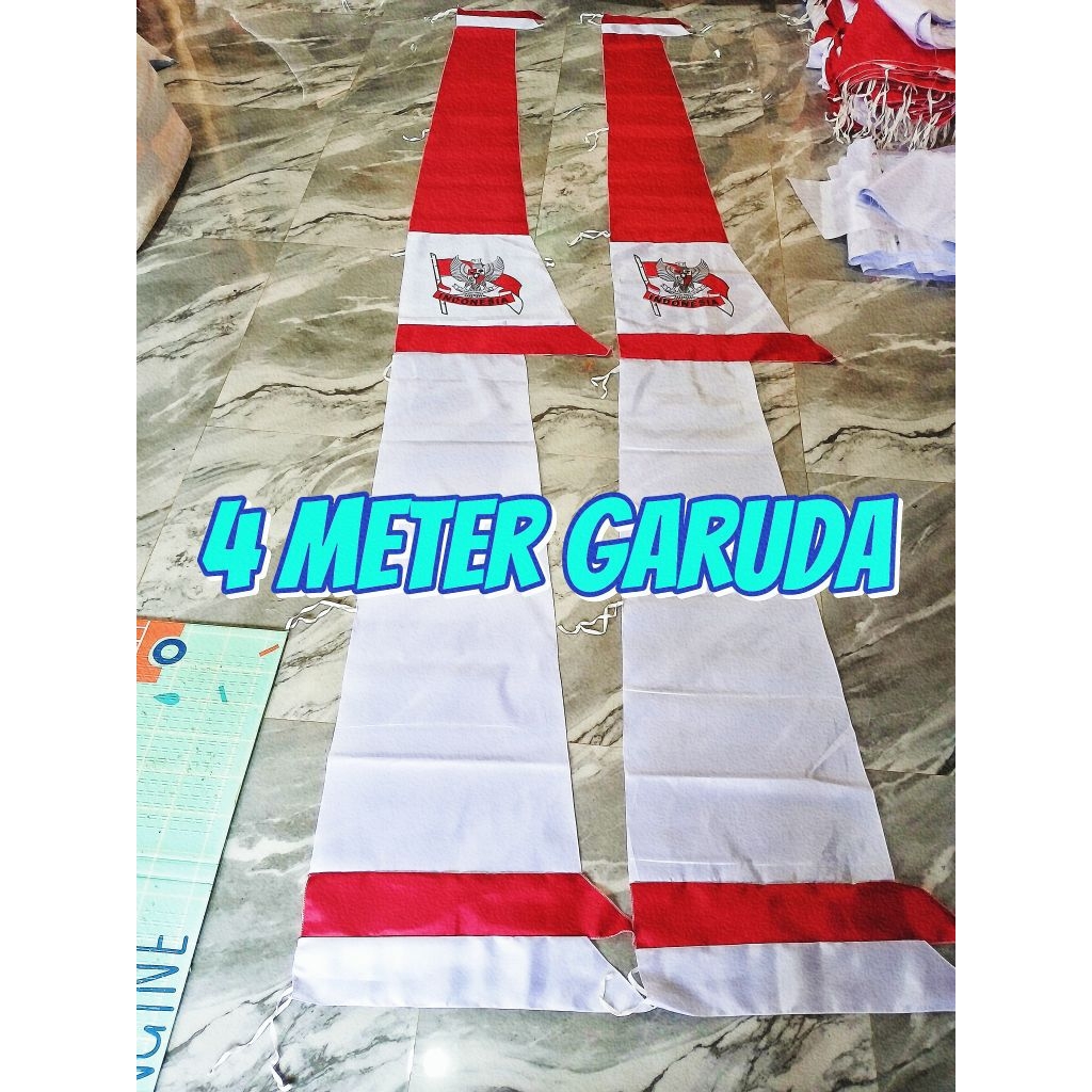 MERAH Red and White Pennant 4 Meters Garuda/Bandir 4 Meters/Flag ...