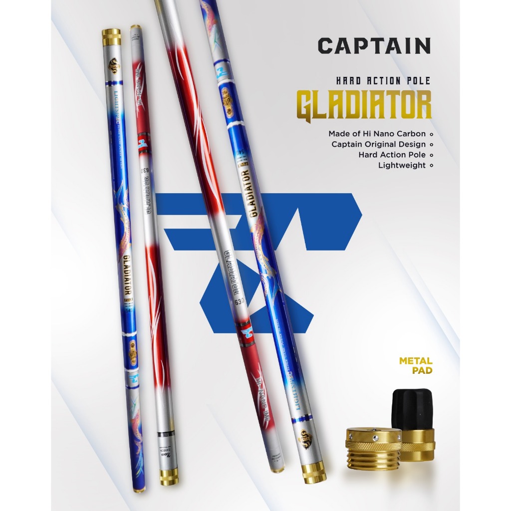Straight Carbon Captain GLADIATOR, 2 Colors, 3,6m 4,5m 5.4m Section ...
