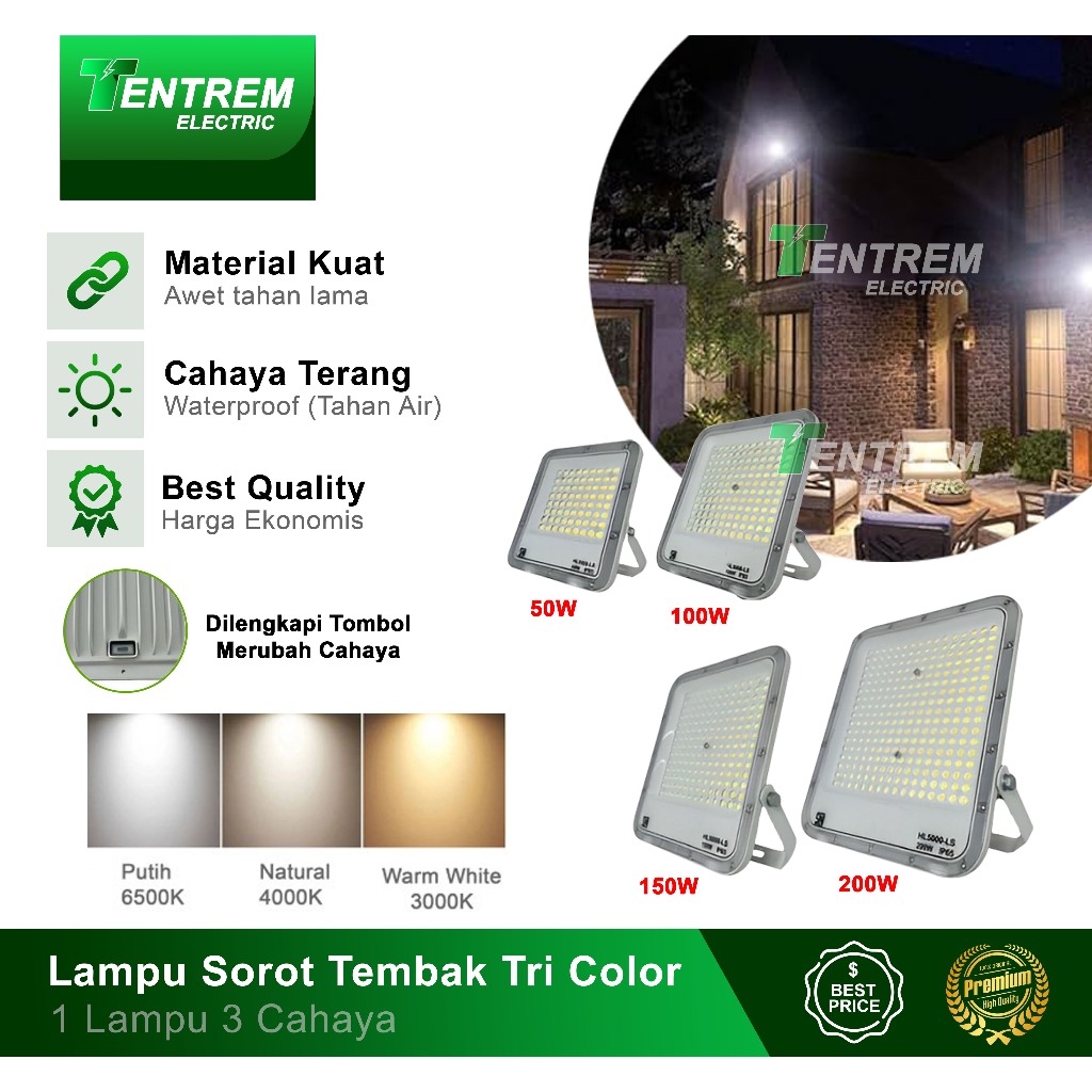 CAHAYA 3 Color LED Spotlights Light 50W 100W 150W 200W Tri Color ...