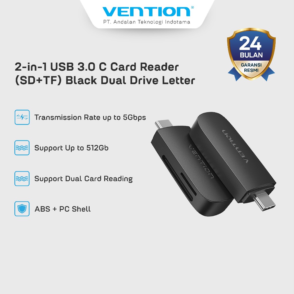 Vention Card Reader 2 in 1 USB 3.0 C SD TF Dual Drive Letter - CLH ...