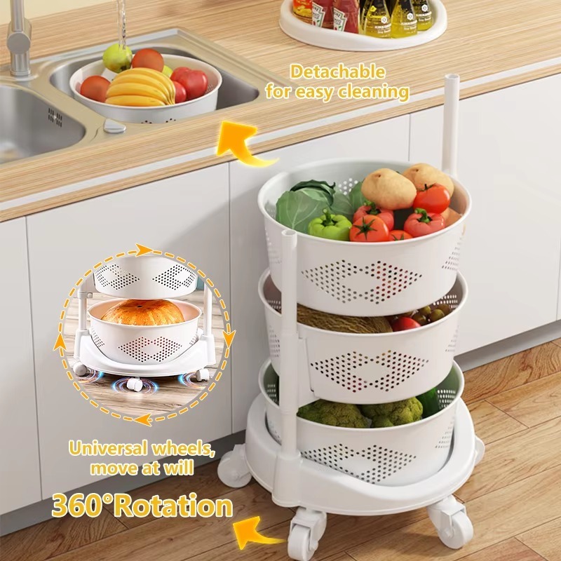 Plastic Round Kitchen Shelf Rotary Bathroom Shelf Multi-Purpose ...