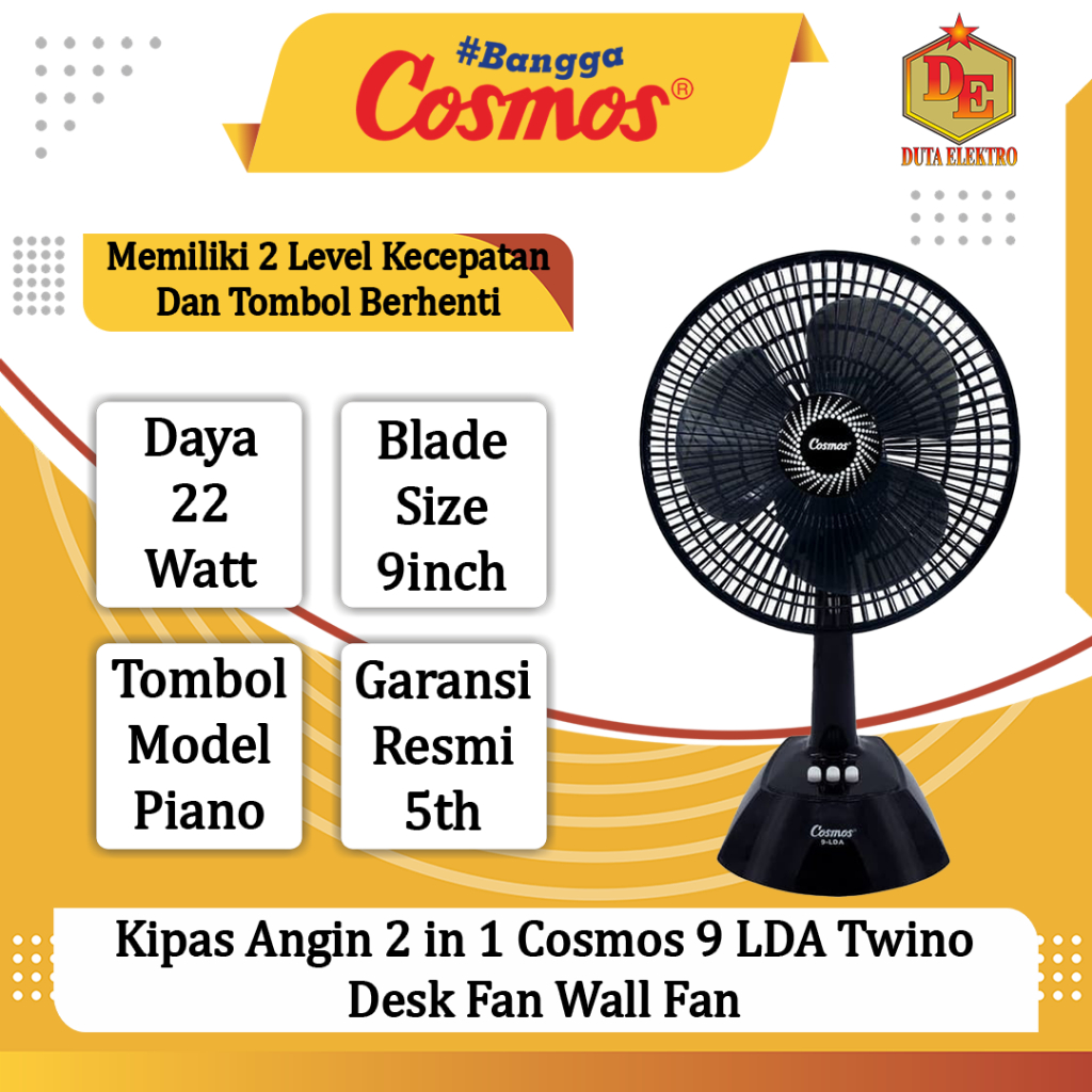 Cosmos 9 LDA Twino Desk Fan Wall Fan | Shopee Philippines
