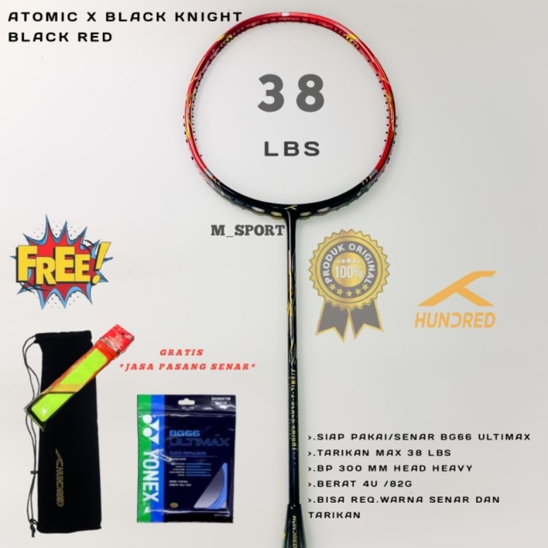 Original HUNDRED ATOMIC X BLACK KNIGHT Badminton Racket | Shopee ...