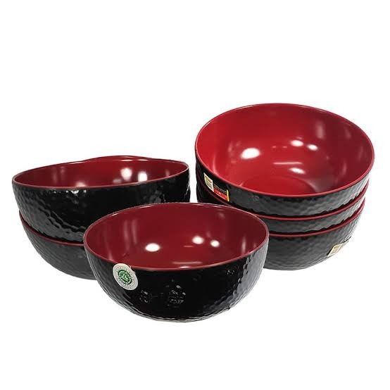 HITAM MERAH UNGU HIJAU Japanese Ramen Orange Peel Bowl Thick Melamine ...