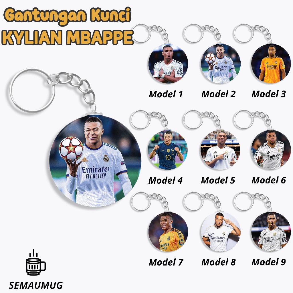 GANTUNGAN Real MADRID MBAPPE KYLIAN KEYCHAIN GIFT ROUND BALL CUTE PRINT ...