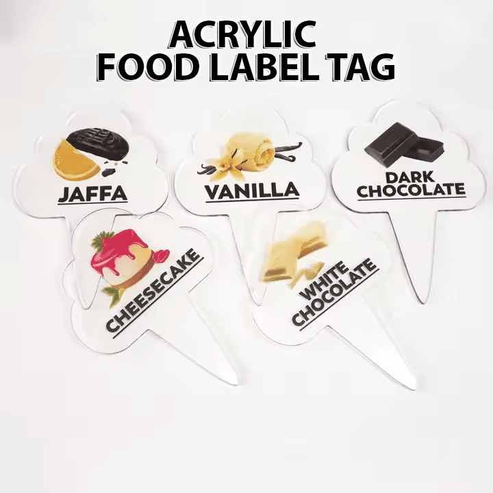 Acrylic Custom UV Print Food Name Tag Custom Acrylic Food Name Tag ...