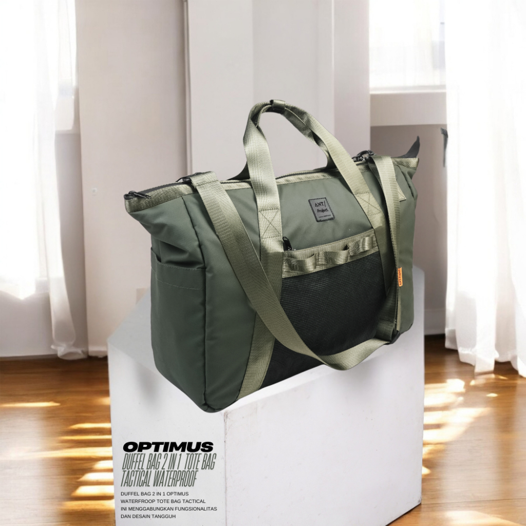 ANT PROJECT - OPTIMUS Green Waterproof 2 in 1 Tote Bag Tactical Duffel ...